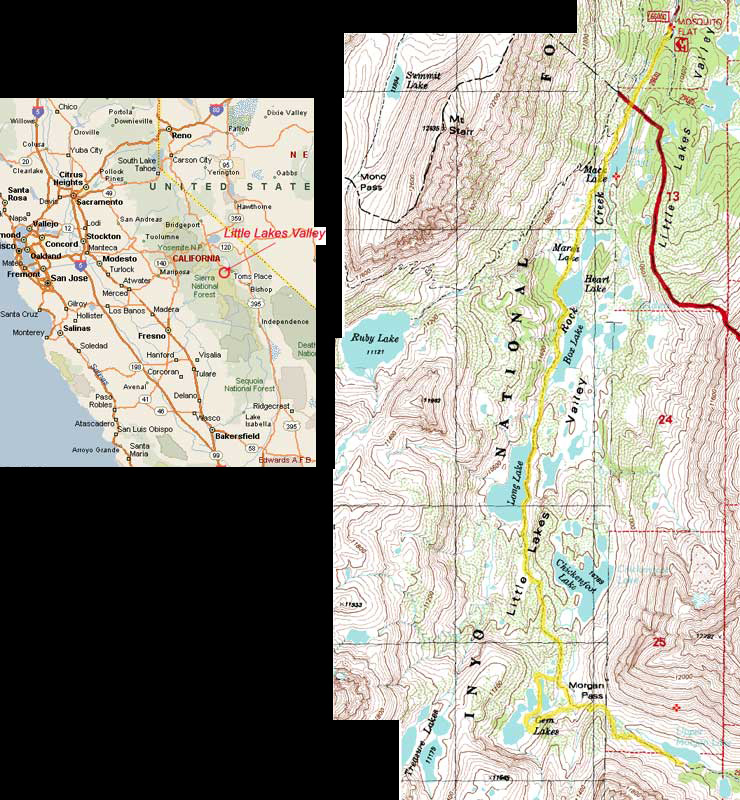 Little Lakes Valley Map Little Lakes Valley Map